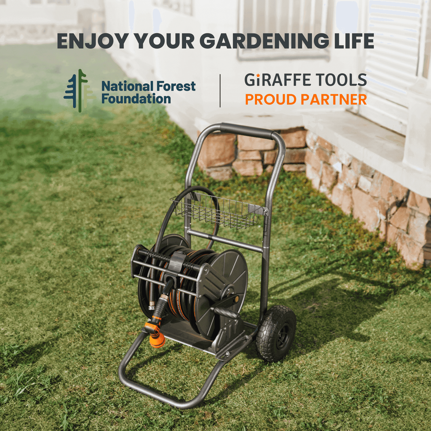 Garden Hose Reel Cart-2 Wheels | Giraffe Tools