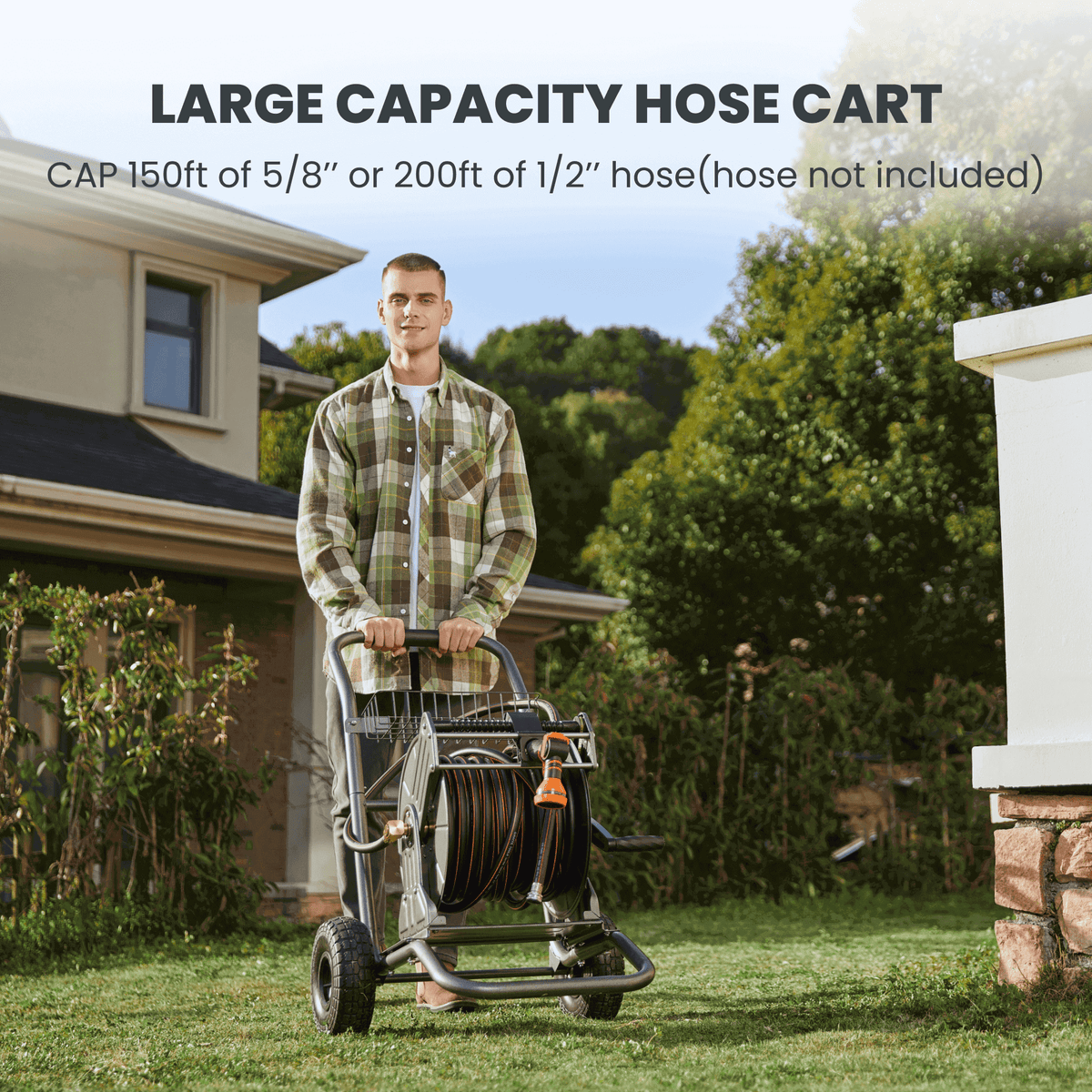 Garden Hose Reel Cart-2 Wheels | Giraffe Tools