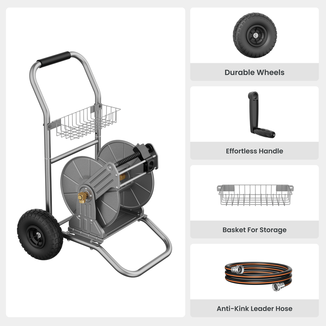 Garden Hose Reel Cart-2 Wheels | Giraffe Tools