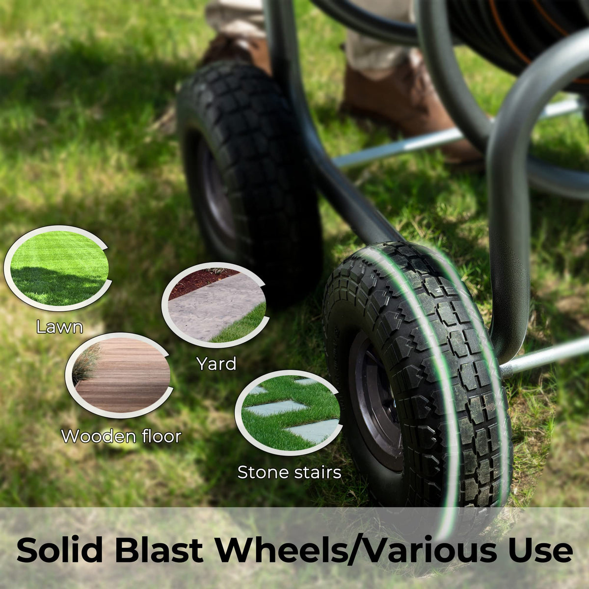 Garden Hose Reel Cart-4 Wheels | Giraffe Tools