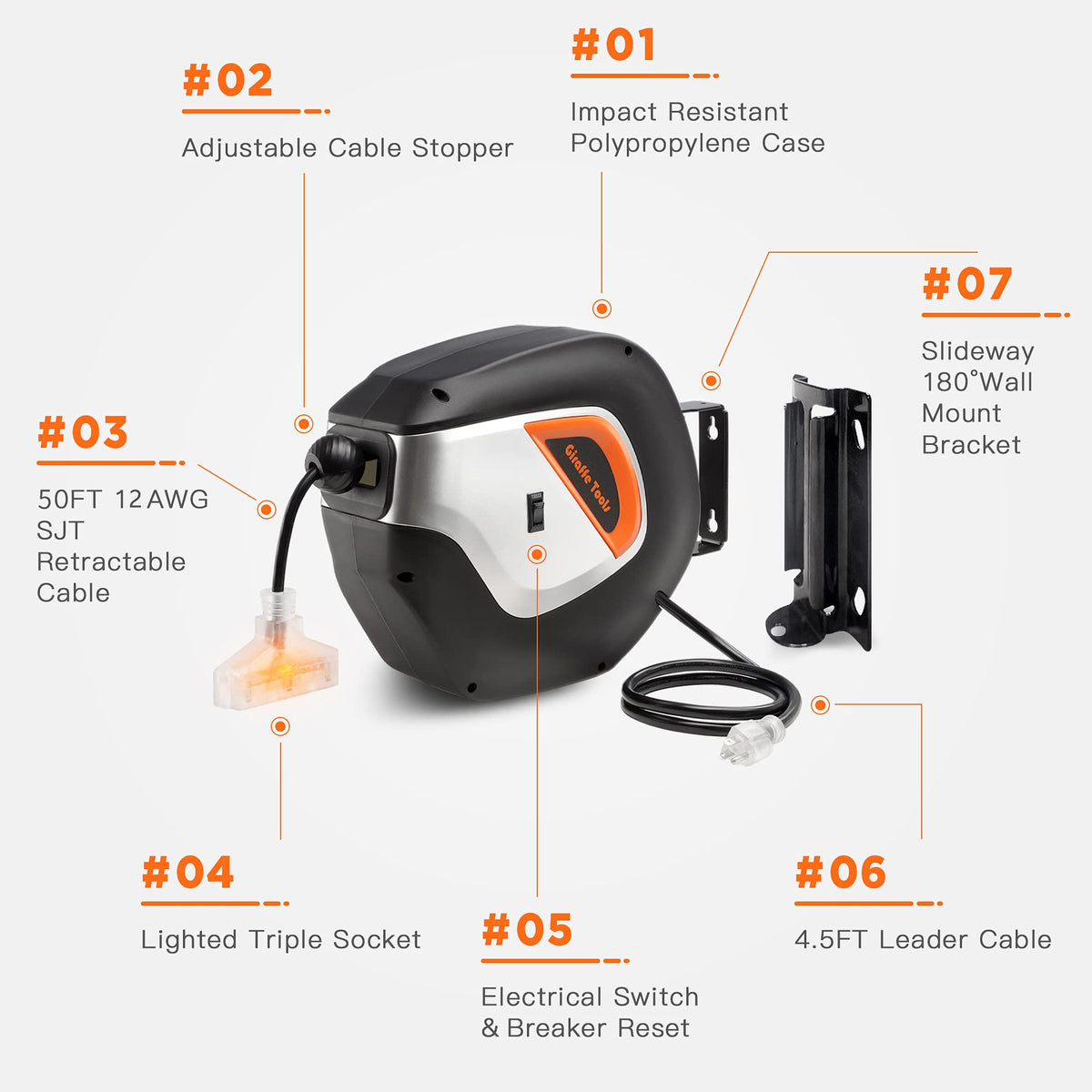 Retractable Extension Cord Reel | Giraffe Tools